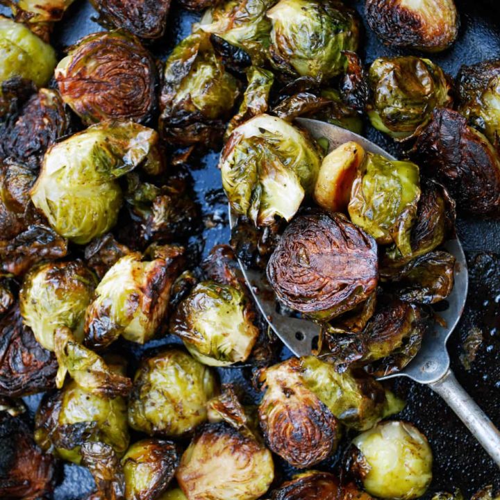 Balsamic Roasted Brussels Sprouts with Garlic - The Live-In Kitchen