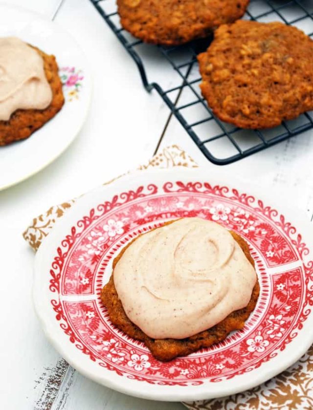 Yellow Squash Oatmeal Cookies with Cinnamon Frosting