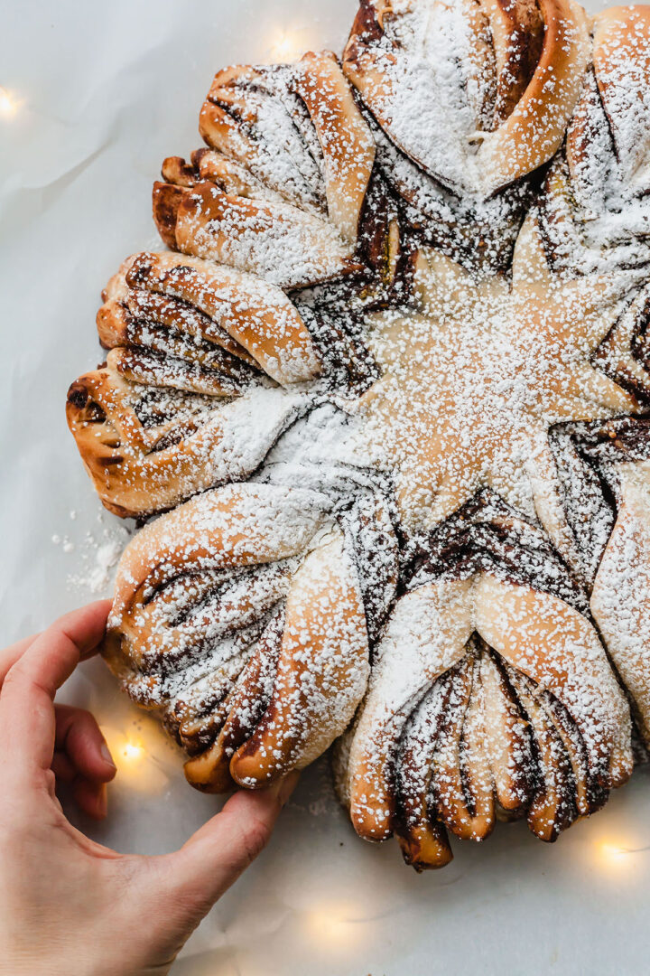 Chocolate Pistachio Christmas Star Bread - The Live-In Kitchen