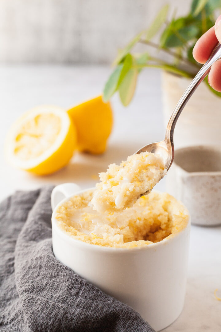 Microwave Lemon Mug Cake Recipe - The Live-In Kitchen