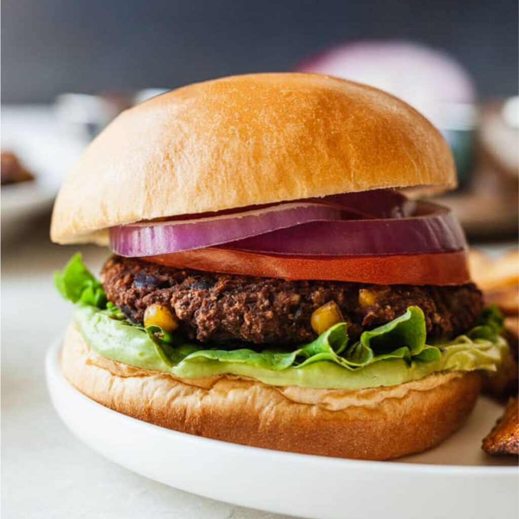 Black Bean Burger with Avocado Whip - The Live-In Kitchen