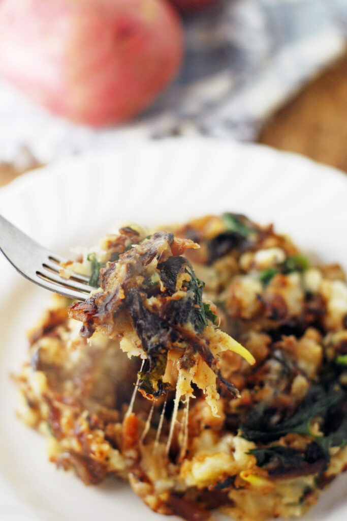 Leftover Mashed Potato Cheesy Vegetarian Hash - The Live-In Kitchen