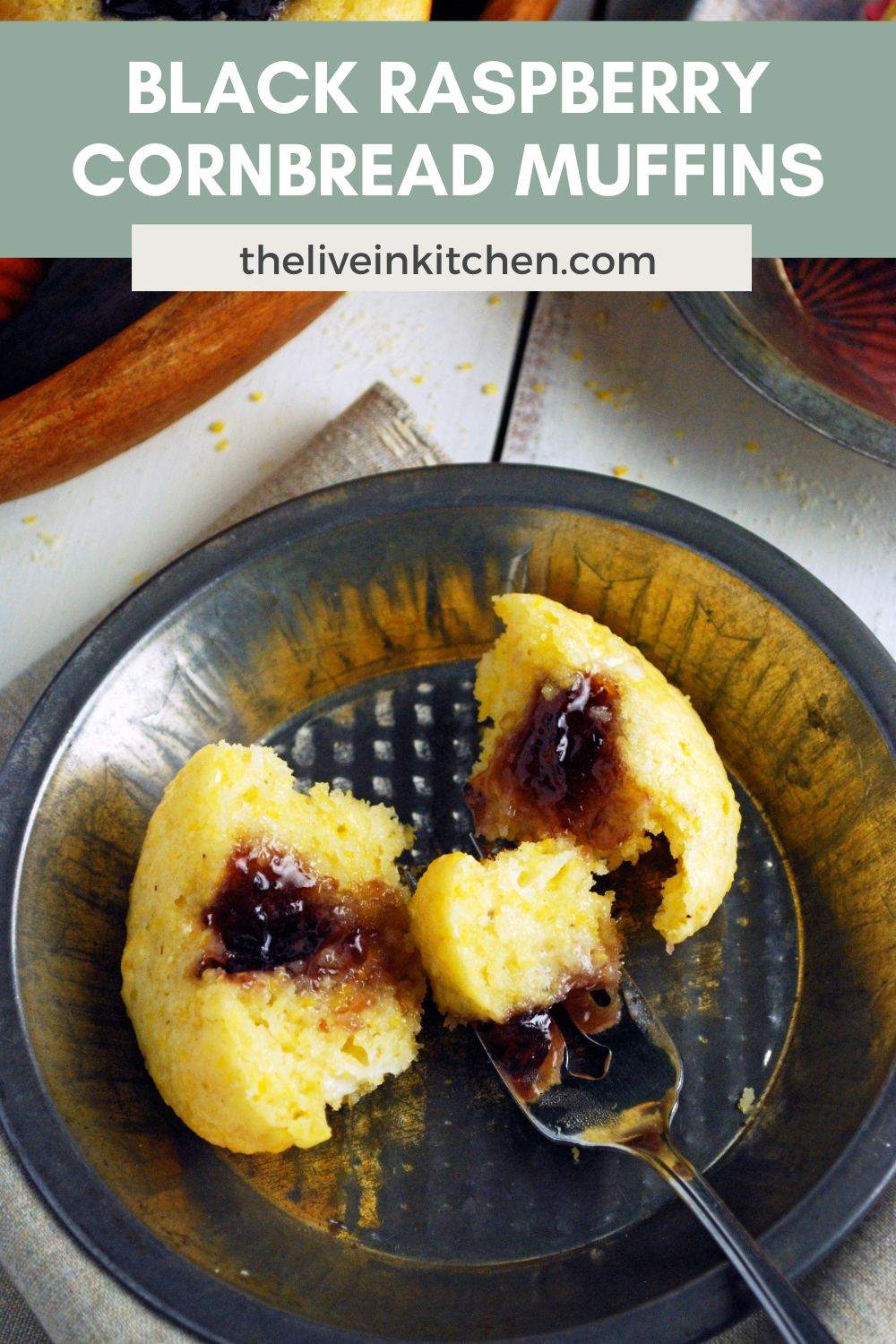 Black Raspberry Cornbread Muffins - The Live-In Kitchen