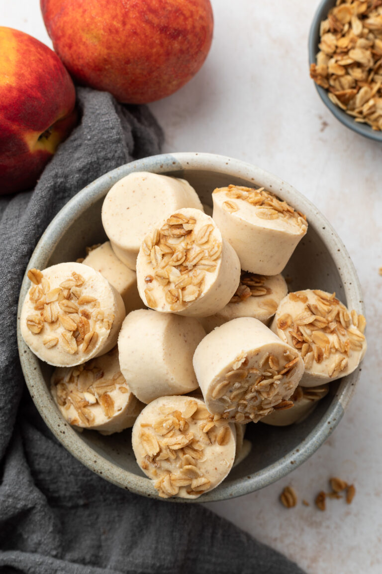 Peach Cottage Cheese Ice Cream Bites - The Live-In Kitchen